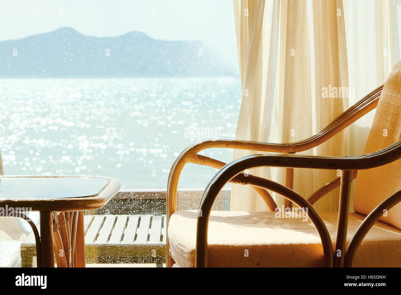 Tropical Seaview Through Window Stock Photo - Alamy