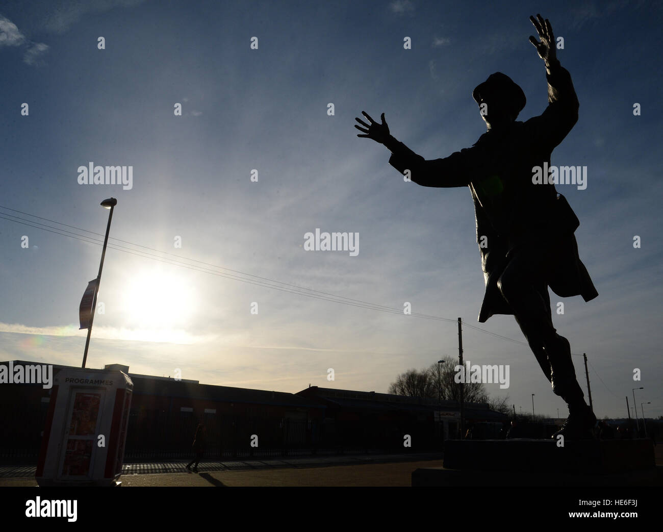 A general view of the Bob Stokoe statue outside stadium before the ...