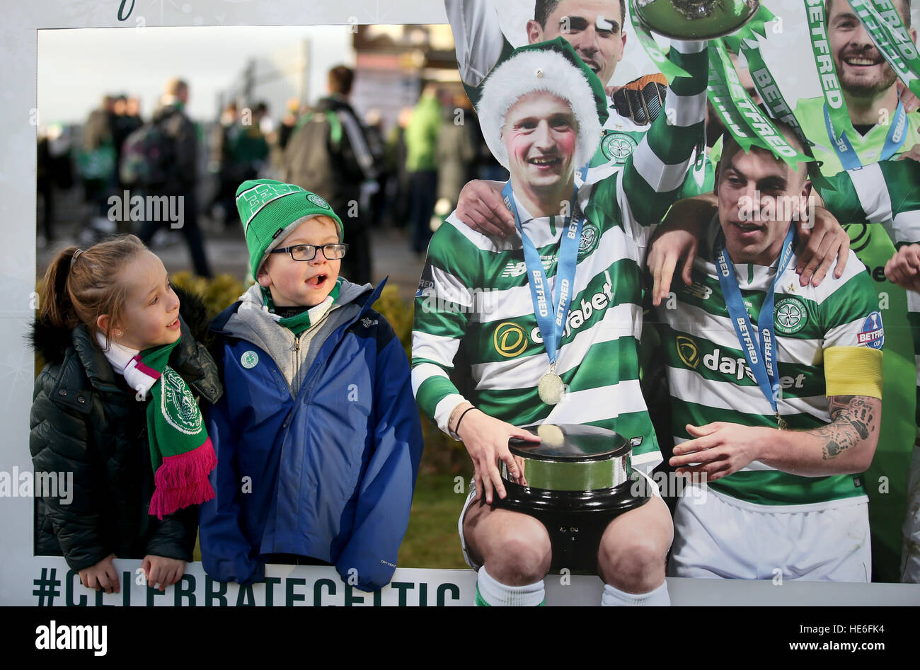 Celtic fans arrive at the stadium ahead of the Ladbrokes Scottish ...