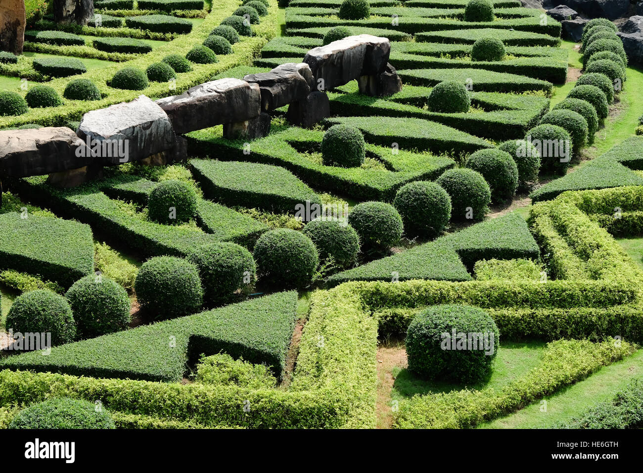Garden path with topiary landscape Stock Photo - Alamy