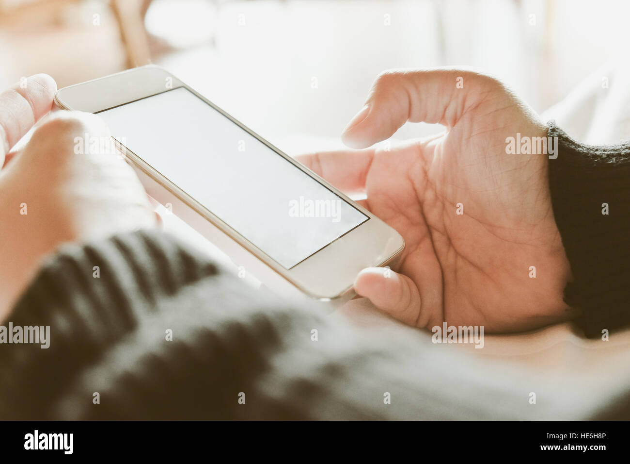 Touching Smart Phone Stock Photo - Alamy