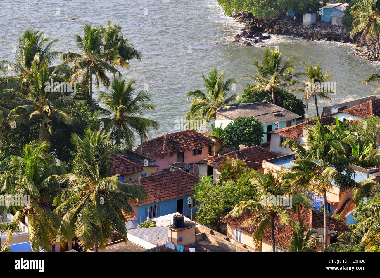 Indian fishermen village in Kerala India Stock Photo - Alamy