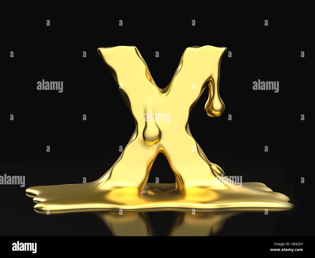 Liquid gold letter X on a black background. 3D illustration Stock Photo ...