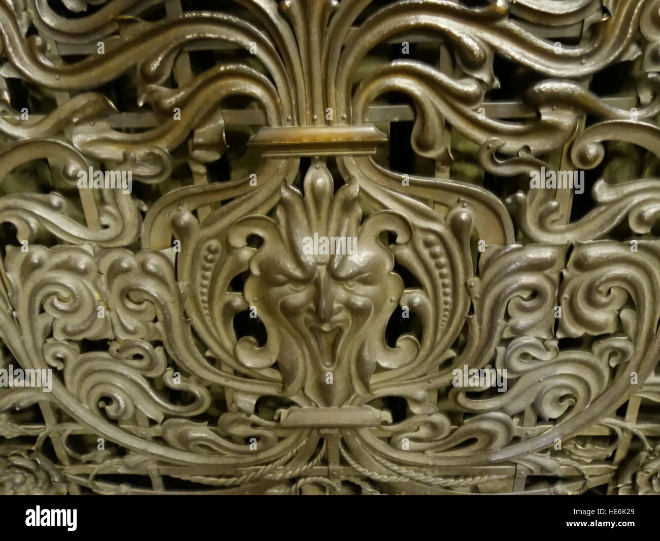 Cast iron molding on a vintage radiator cover Stock Photo - Alamy