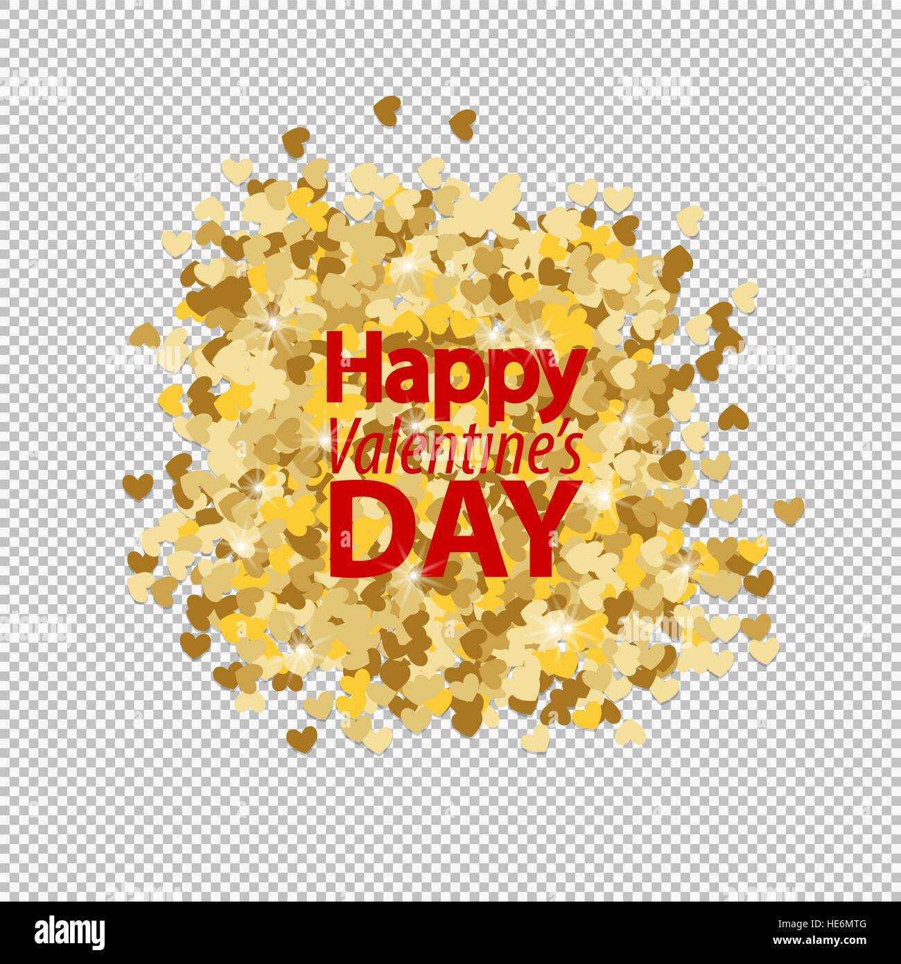 Golden glitter love heart. Happy valentines day and weeding sparkle ...