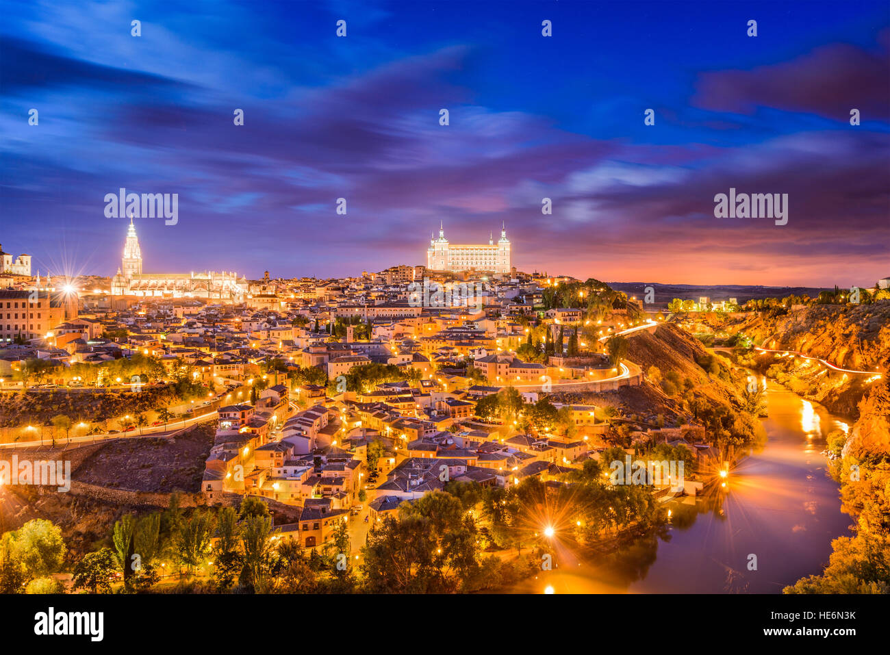 Toledo, Spain town skyline on the Tagus River Stock Photo - Alamy
