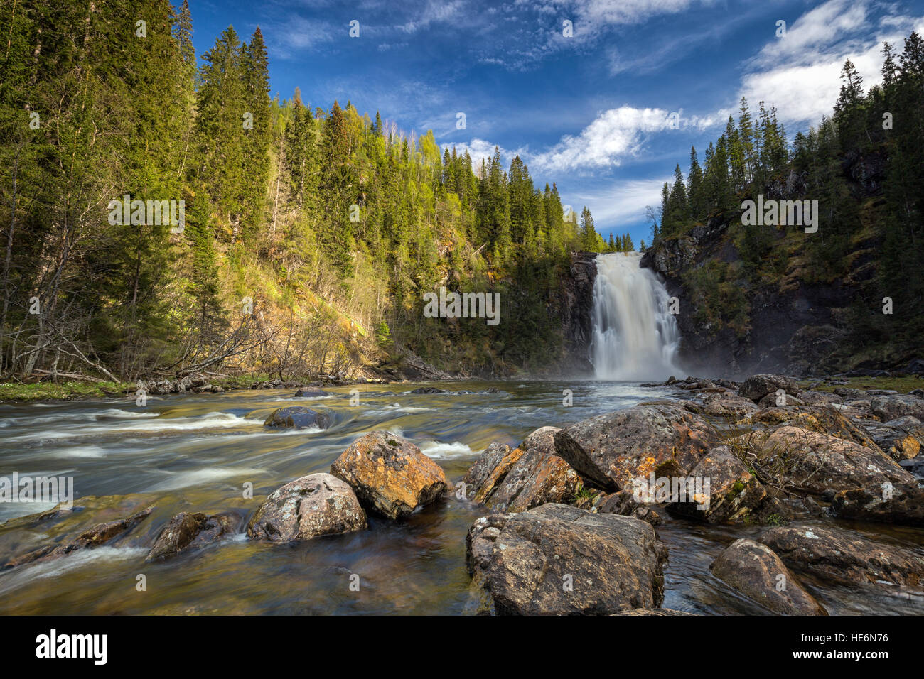 Storfossen waterfall in Jervskogen near Hommelvik, Trondheim area ...