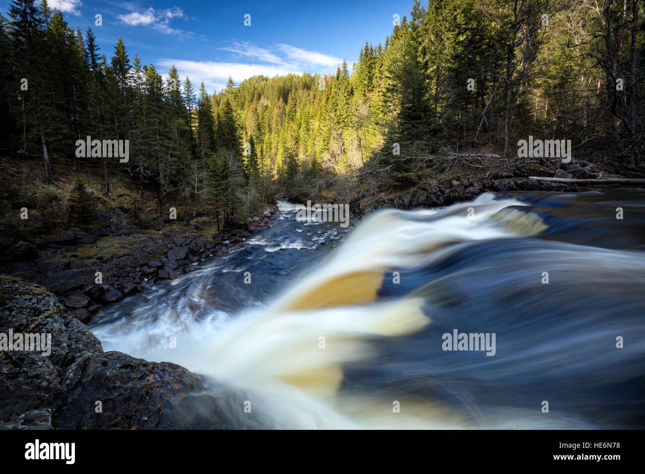 Metifossen waterfall view on Homla river near Hommelvik, Trondheim ...