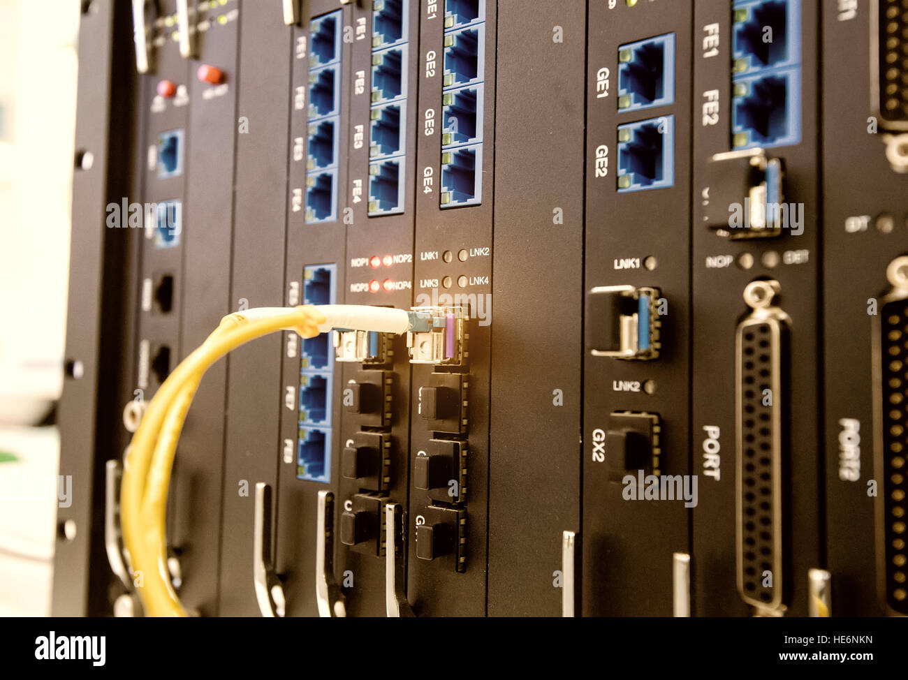 Technology center with fiber optic equipment Stock Photo - Alamy