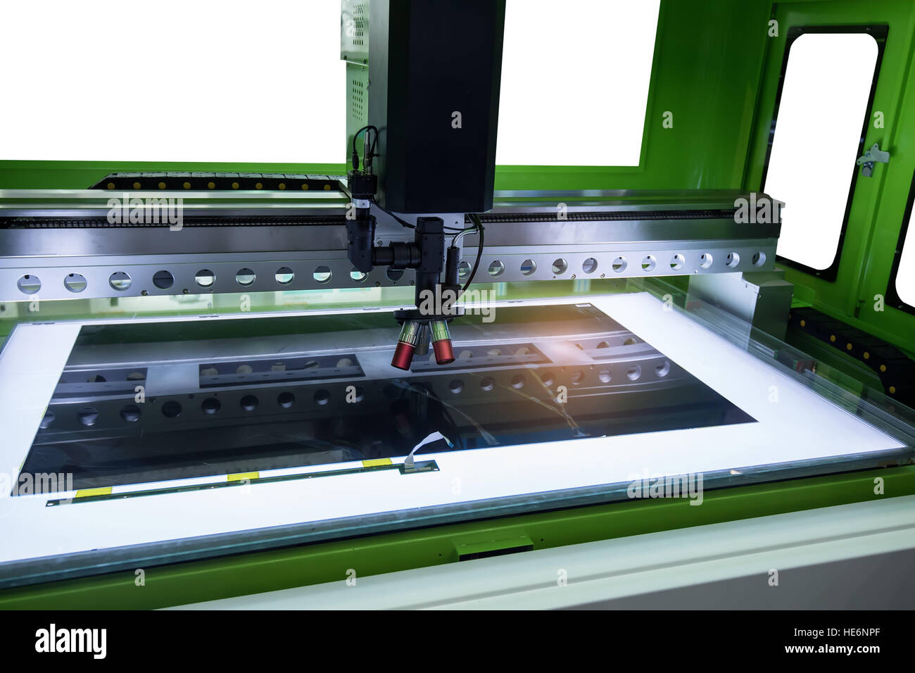 Laser machine tool at chip industrial manufacture factory Stock Photo ...