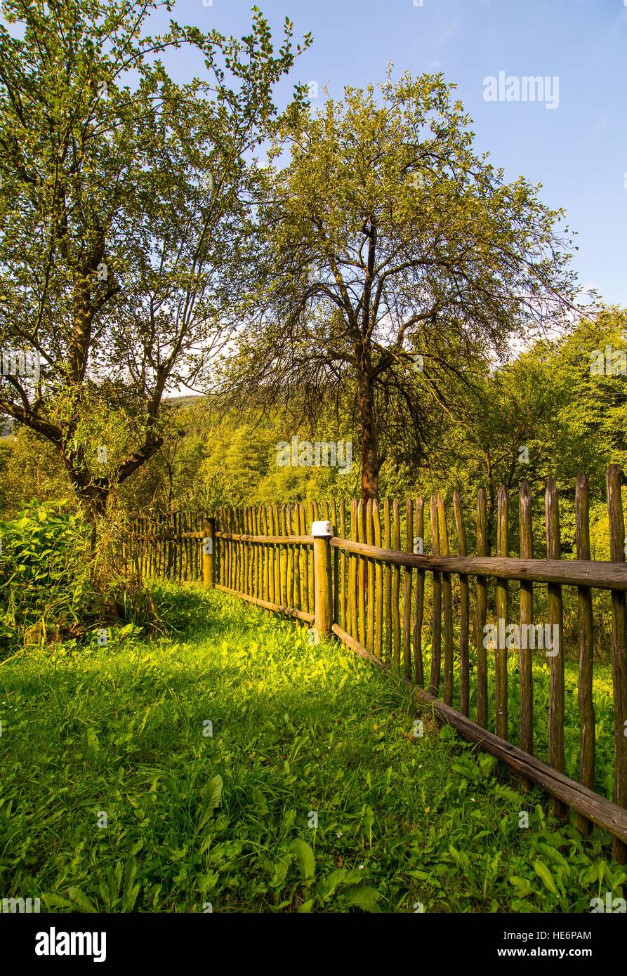 Rural wooden fence Stock Photo - Alamy
