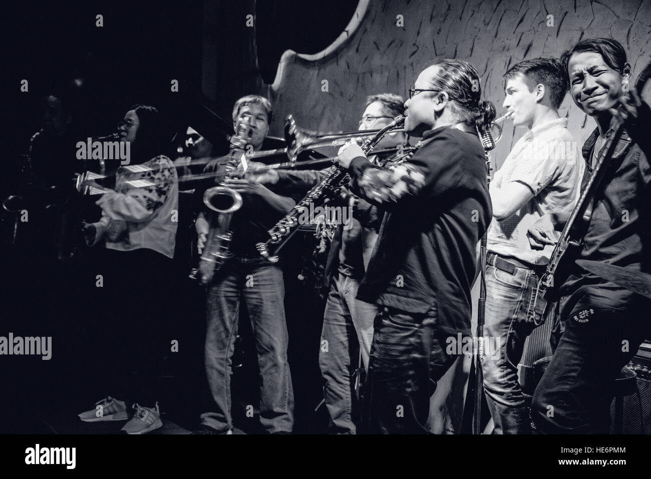 Jazz band ensemble playing on stage in Vietnam Stock Photo - Alamy
