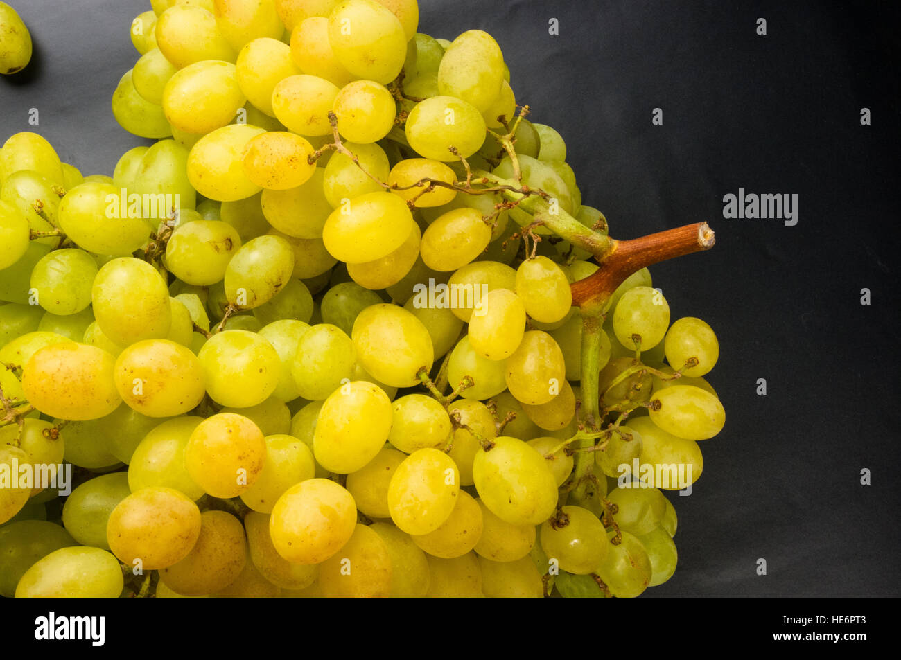 Large grapes cluster amber color on black background Stock Photo - Alamy