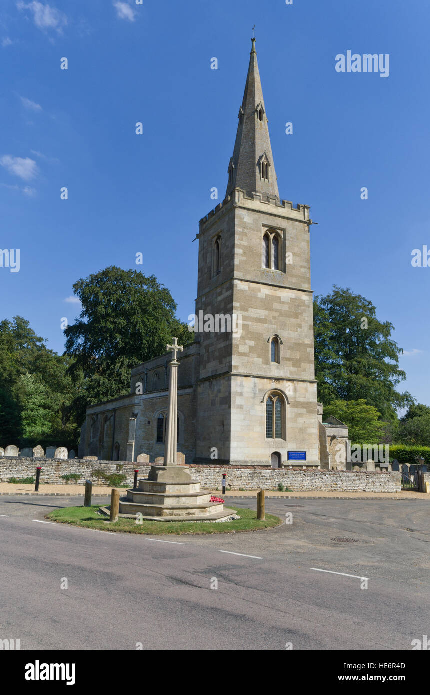 The church of St Leonard in the village of Apethorpe, with a war ...