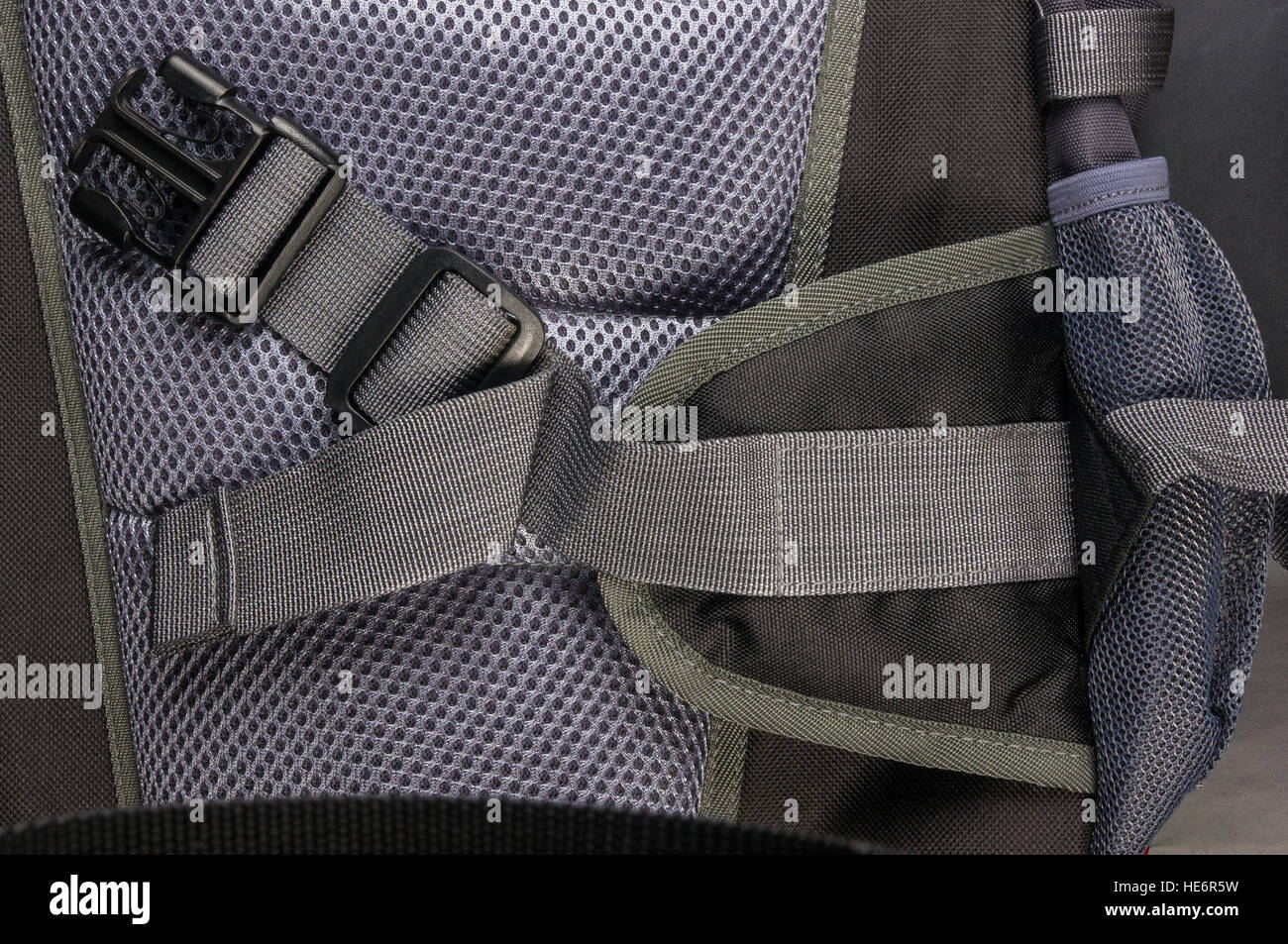 closeup of the fittings and seams in the black backpack Stock Photo - Alamy