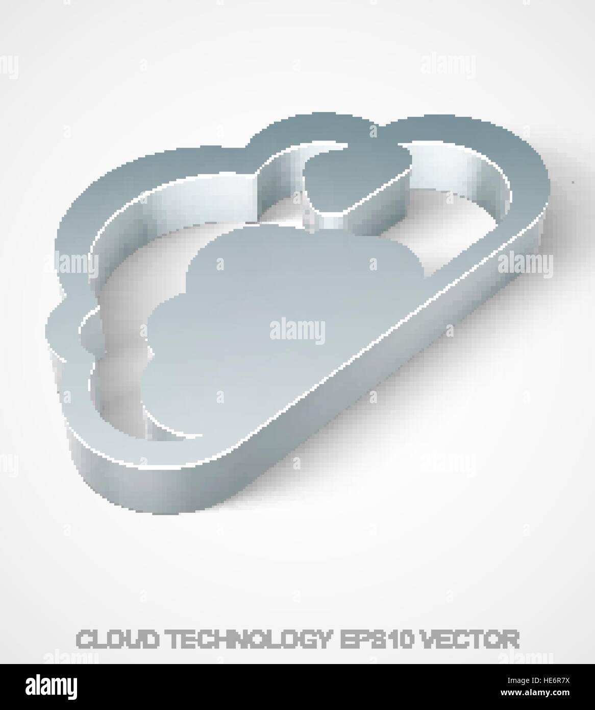 Cloud computing icon: extruded Metallic Cloud with transparent shadow, EPS 10 vector ...