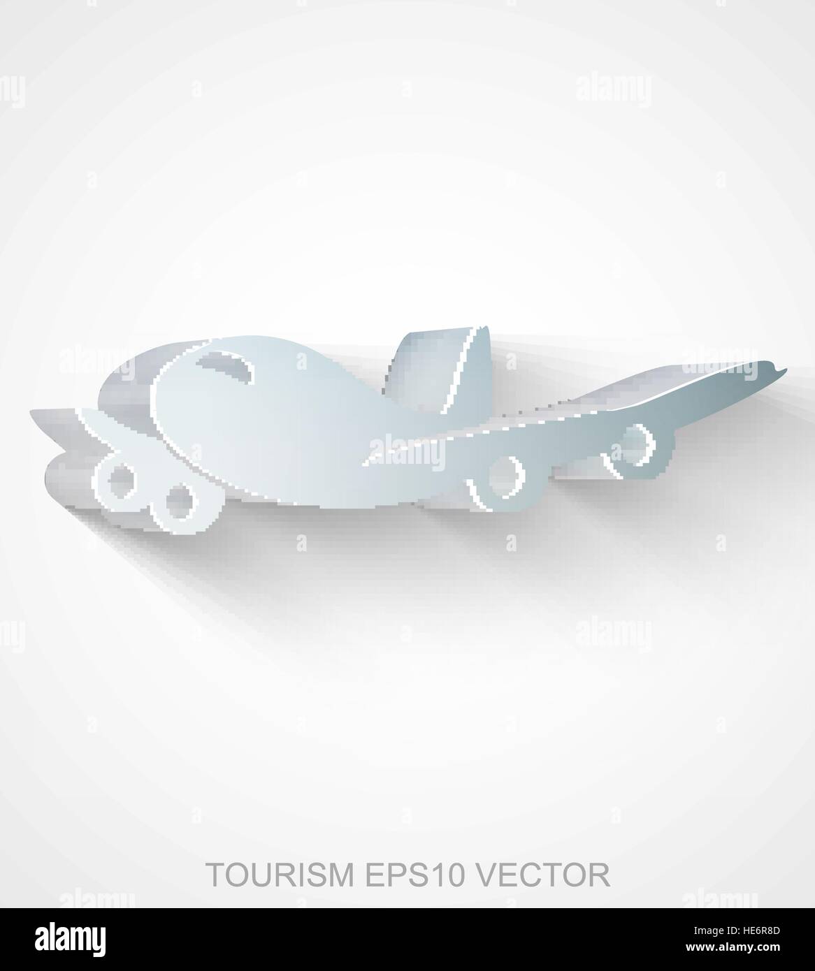 Vacation icon: extruded Metallic Airplane with transparent shadow, EPS ...