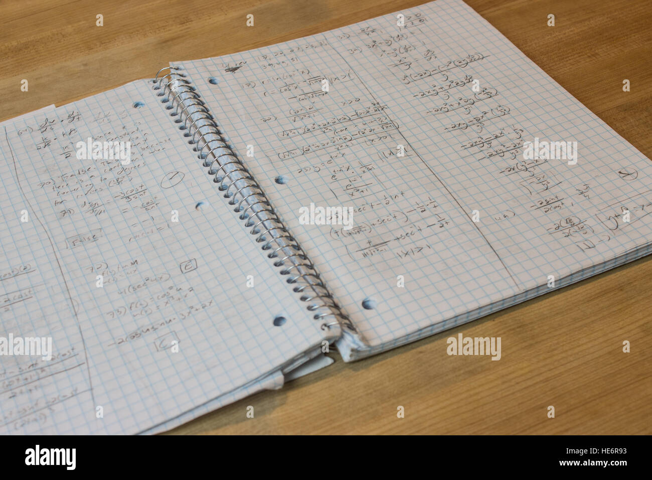 Math Notebook Open Messy Handwriting Stock Photo - Alamy