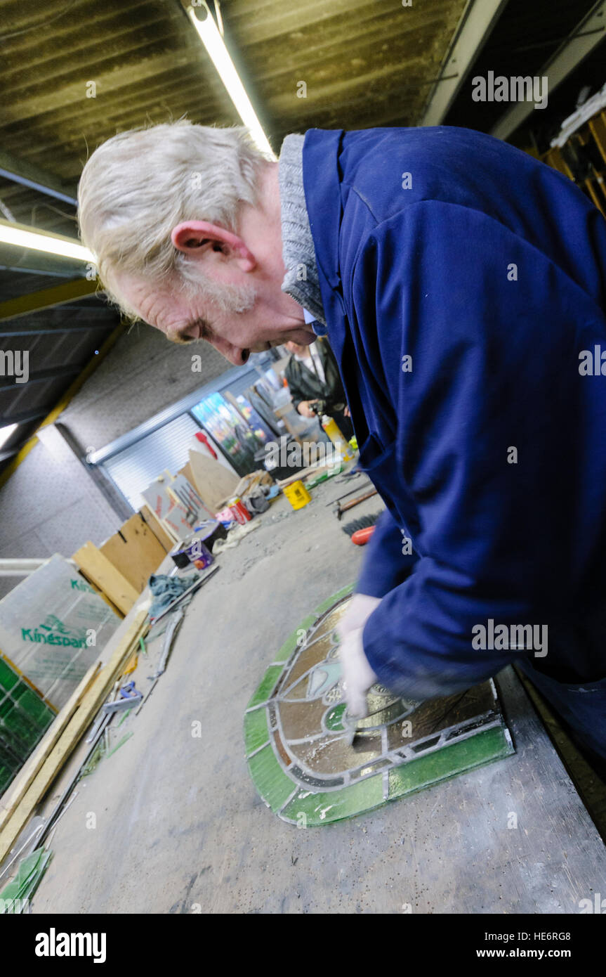 Stained glass worker antique hi-res stock photography and images - Alamy