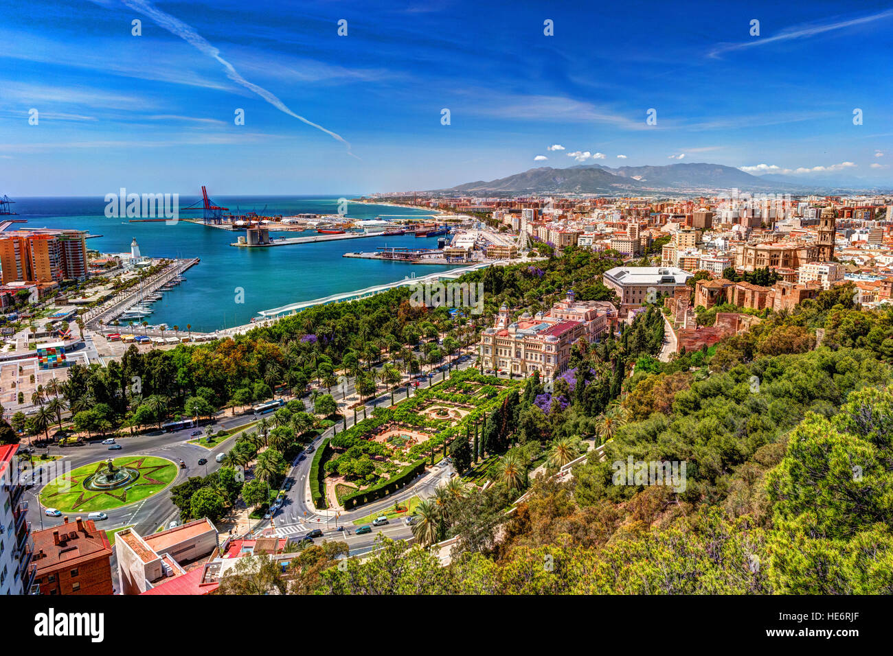 Aerial view of Malaga taken from Gibralfaro castle Stock Photo - Alamy