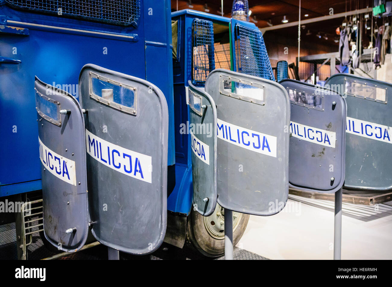 Polish Militia riot shields in the European Solidarity Centre, Gdansk ...