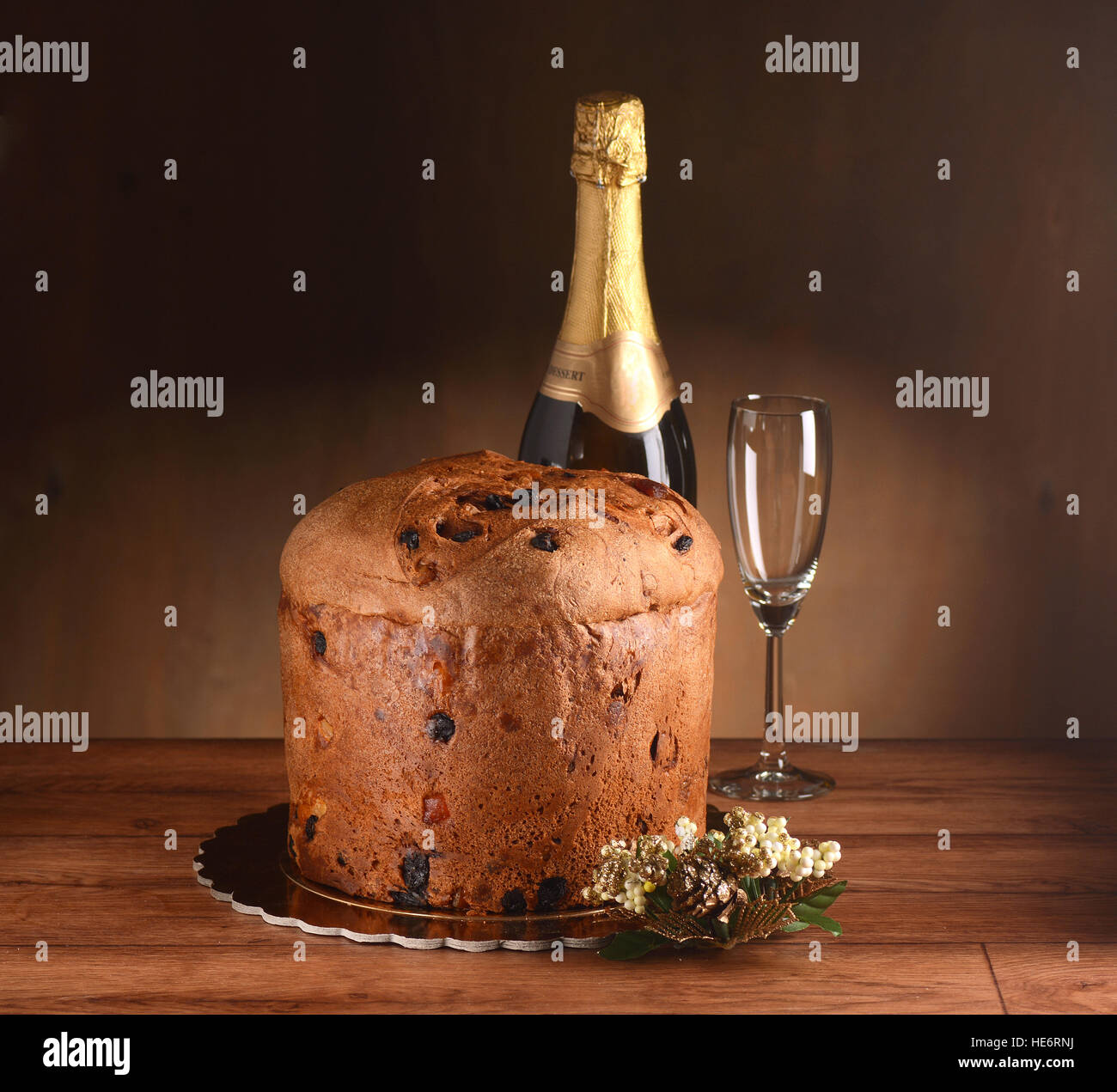 the classic panettone - traditional Italian Christmas cake Stock Photo ...