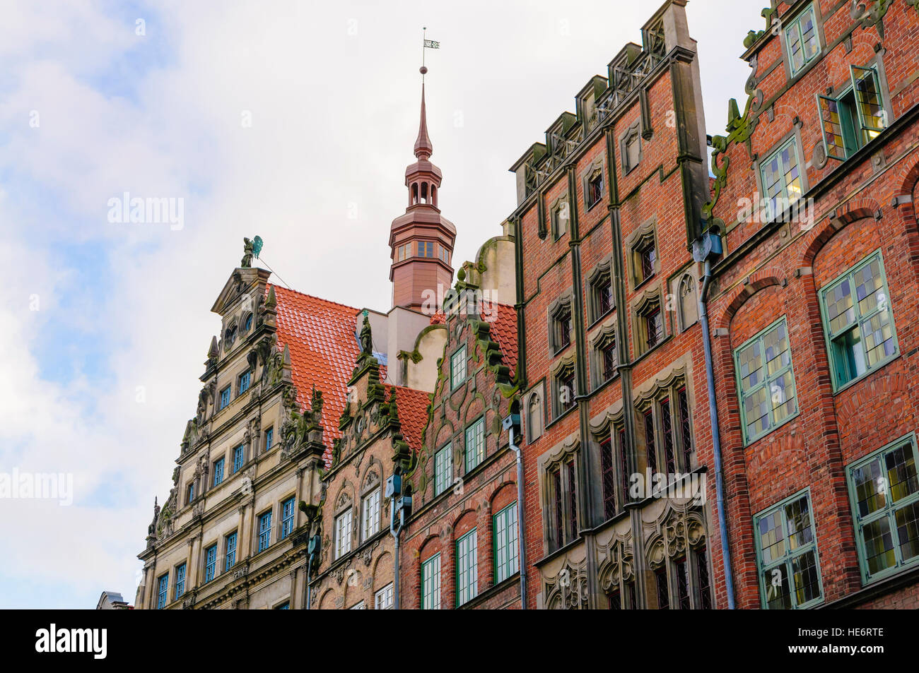 Various gable walls of buildings in Dluga, Dlugi Targ, Gdansk Stock ...