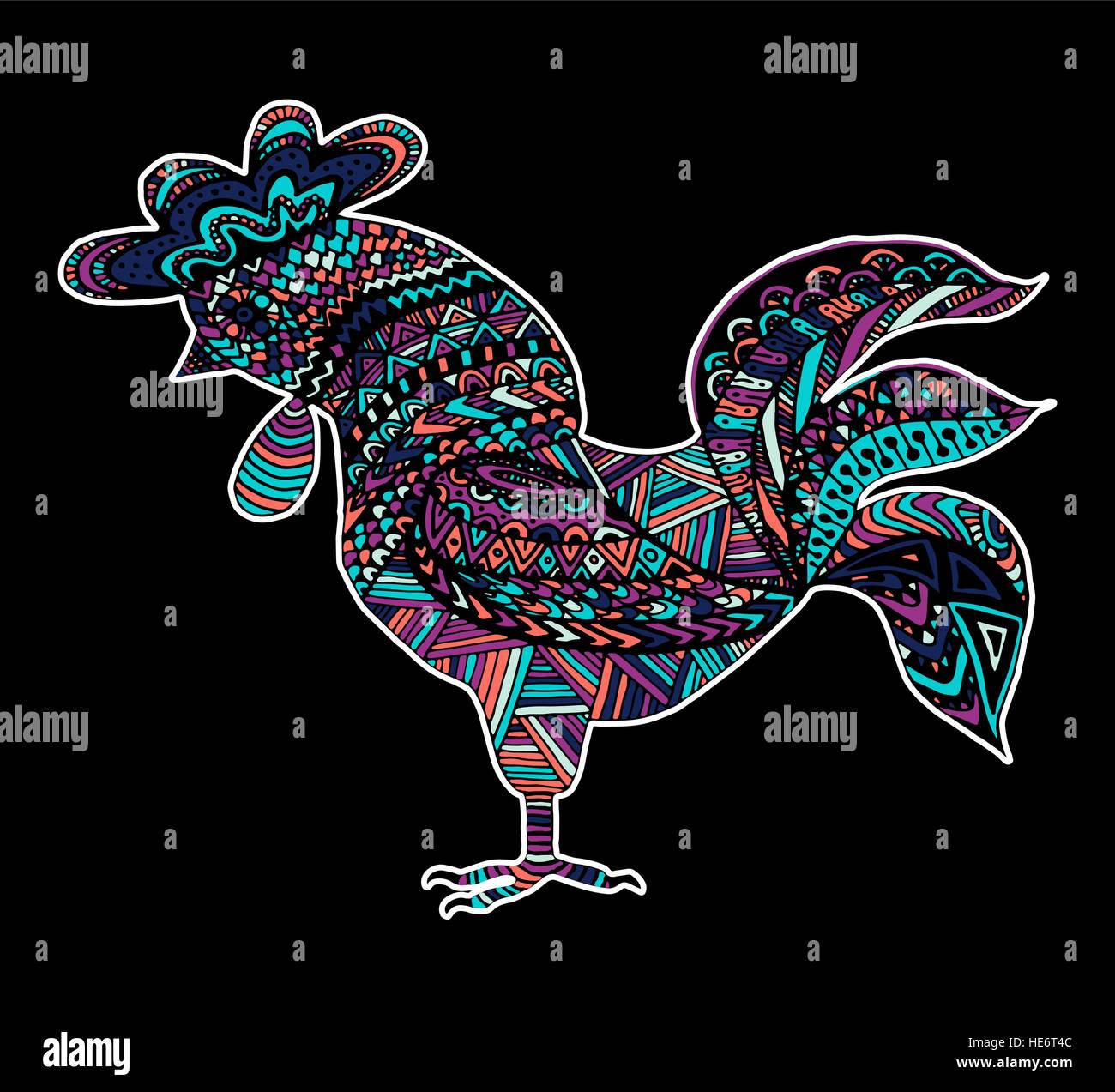 Hand drawn sketch in the shape of a rooster Stock Vector Image & Art ...