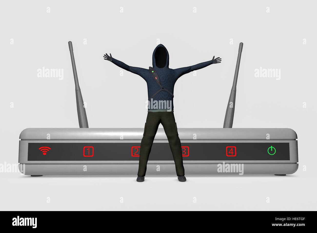 A hacker infiltrates an internet router Stock Photo - Alamy