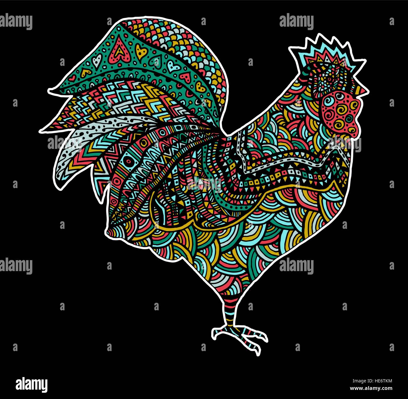 Hand drawn sketch in the shape of a rooster Stock Vector Image & Art ...
