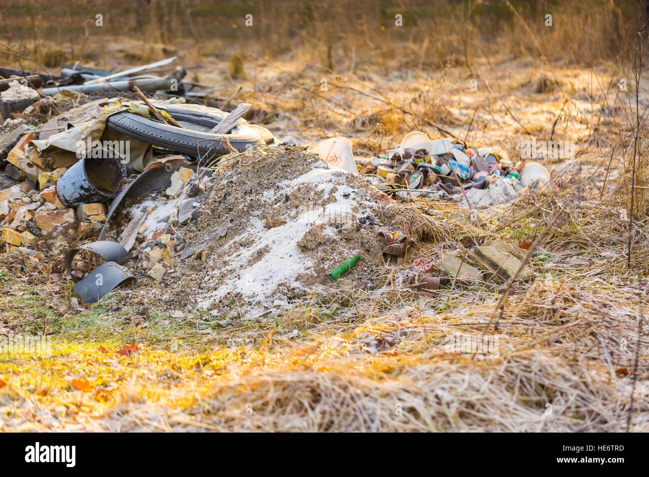 Unlegal dump near forest. Devastation of nature with rubbish Stock ...