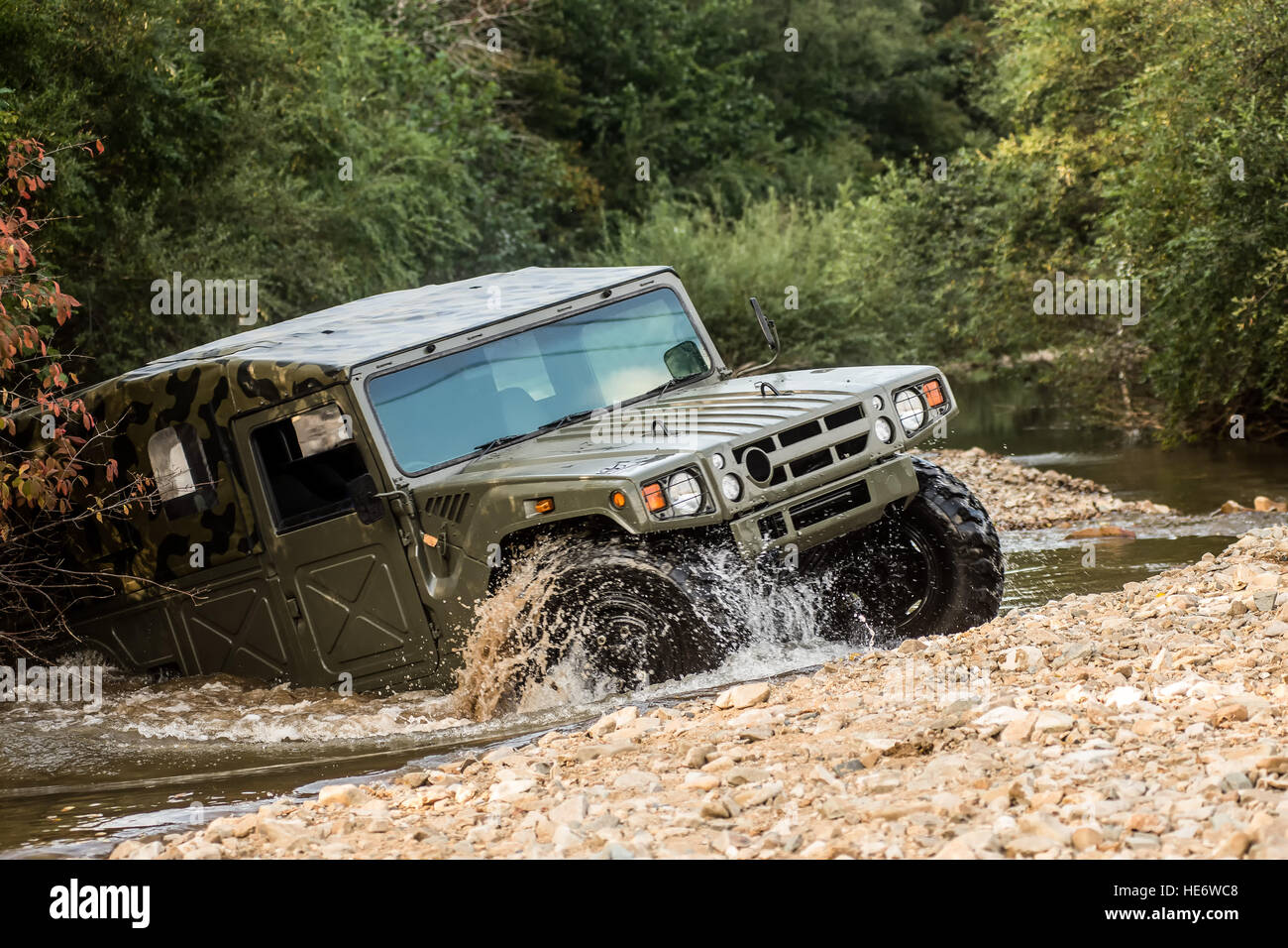 SUV Motor car Toyota Mega Cruiser driving on a forest Stock Photo - Alamy