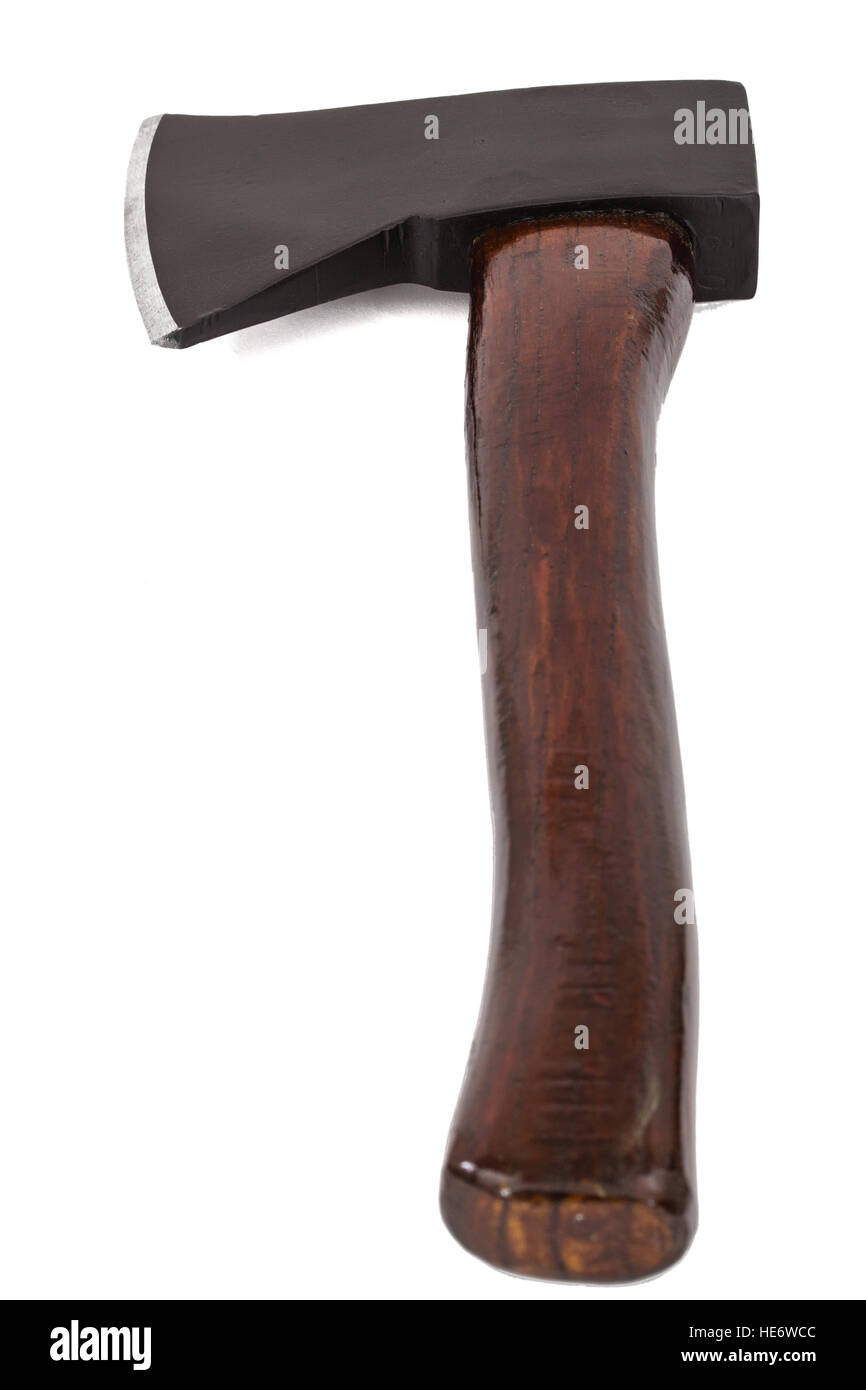 Axe with wooden handle isolated on white background Stock Photo - Alamy