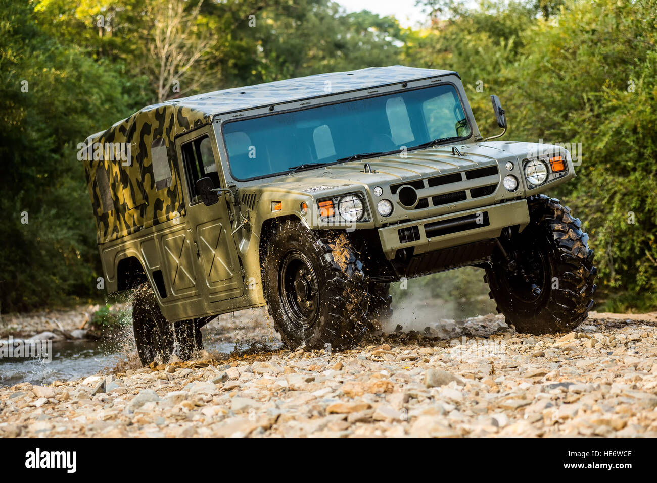 SUV Motor car Toyota Mega Cruiser driving on a forest Stock Photo - Alamy