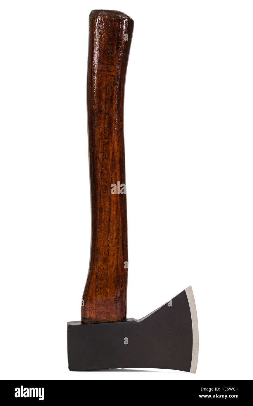 Axe with wooden handle isolated on white background Stock Photo - Alamy