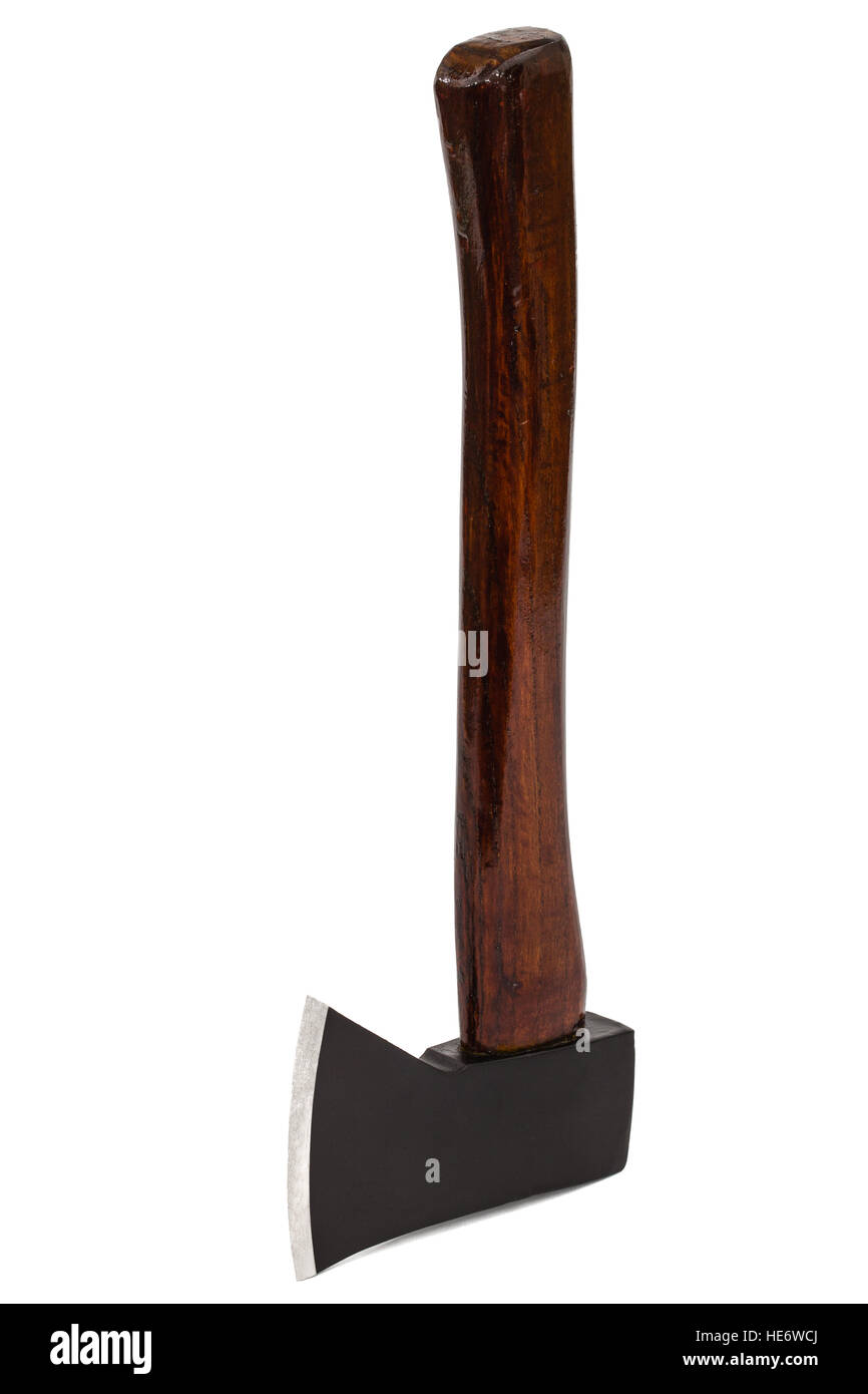 Axe with wooden handle isolated on white background Stock Photo - Alamy