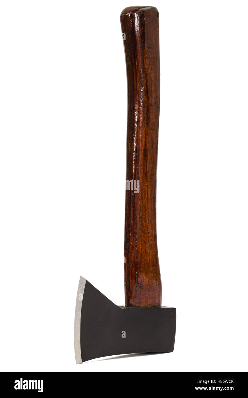 Axe with wooden handle isolated on white background Stock Photo - Alamy