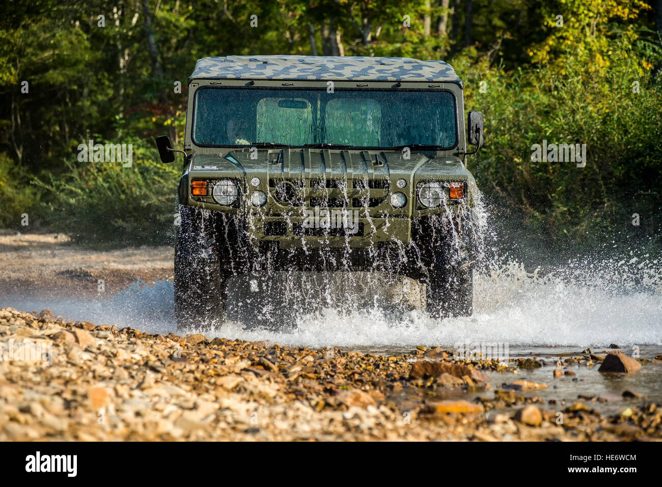 SUV Motor car Toyota Mega Cruiser driving on a forest Stock Photo - Alamy
