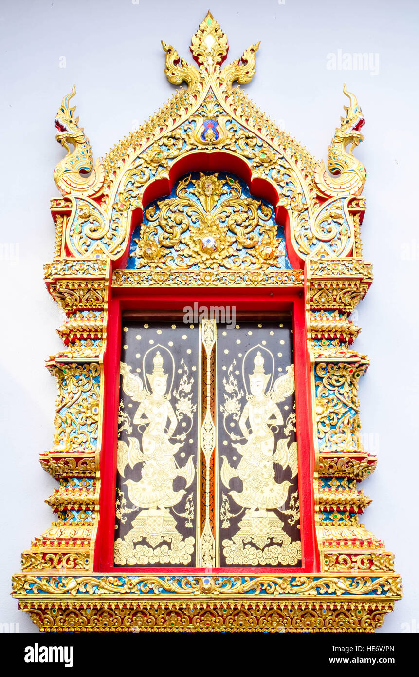 Church window in temple Thailand Stock Photo - Alamy