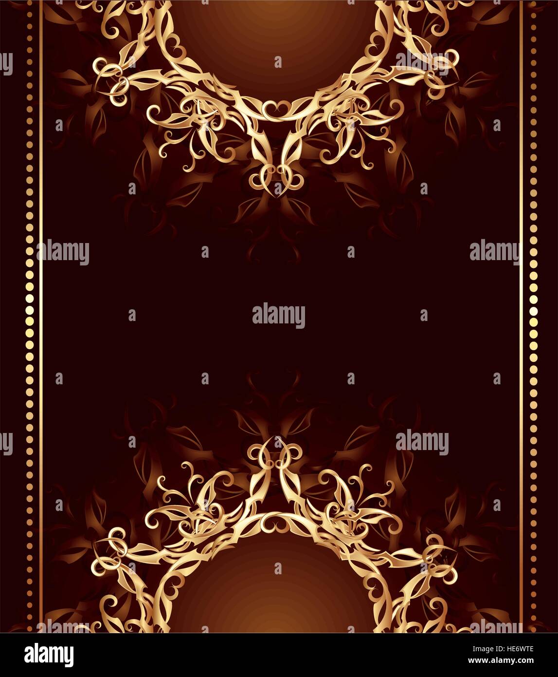 jewelry design from art painted, woven gold patterns on dark brown ...