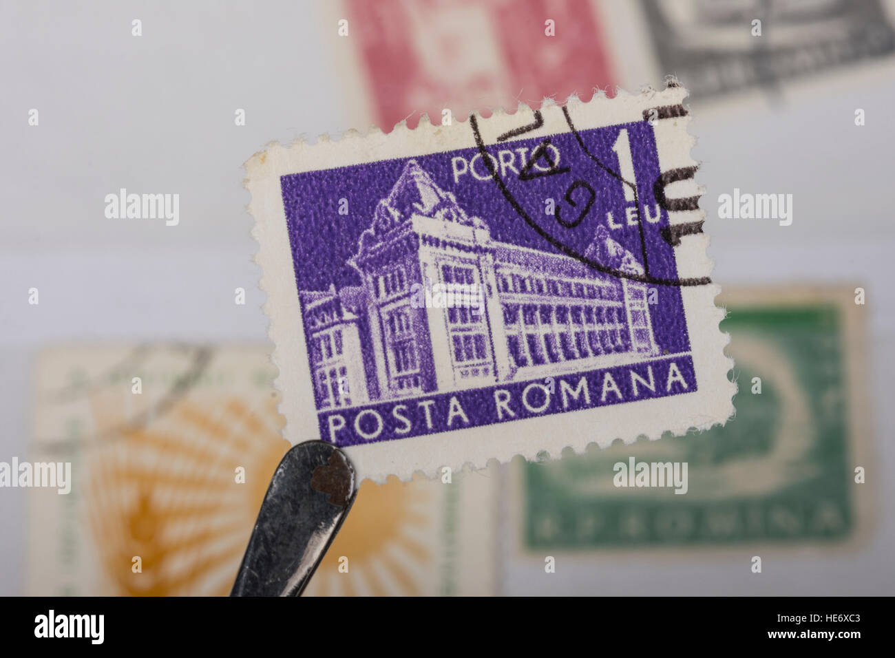 Romania post mark stamp hi-res stock photography and images - Alamy