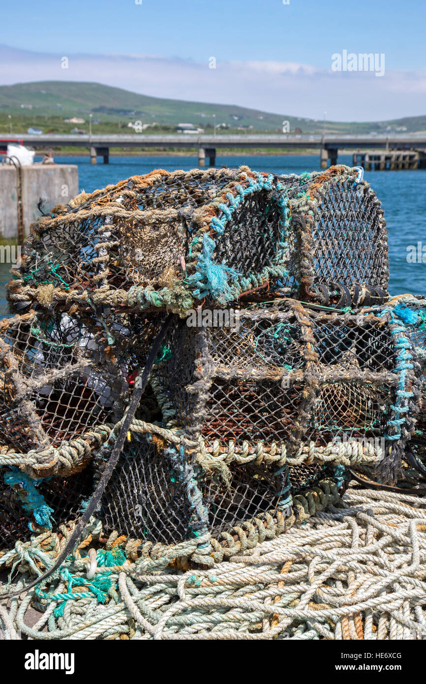 Lobster pots and Valentia Island bridge, Portmagee, Skellig ring ...
