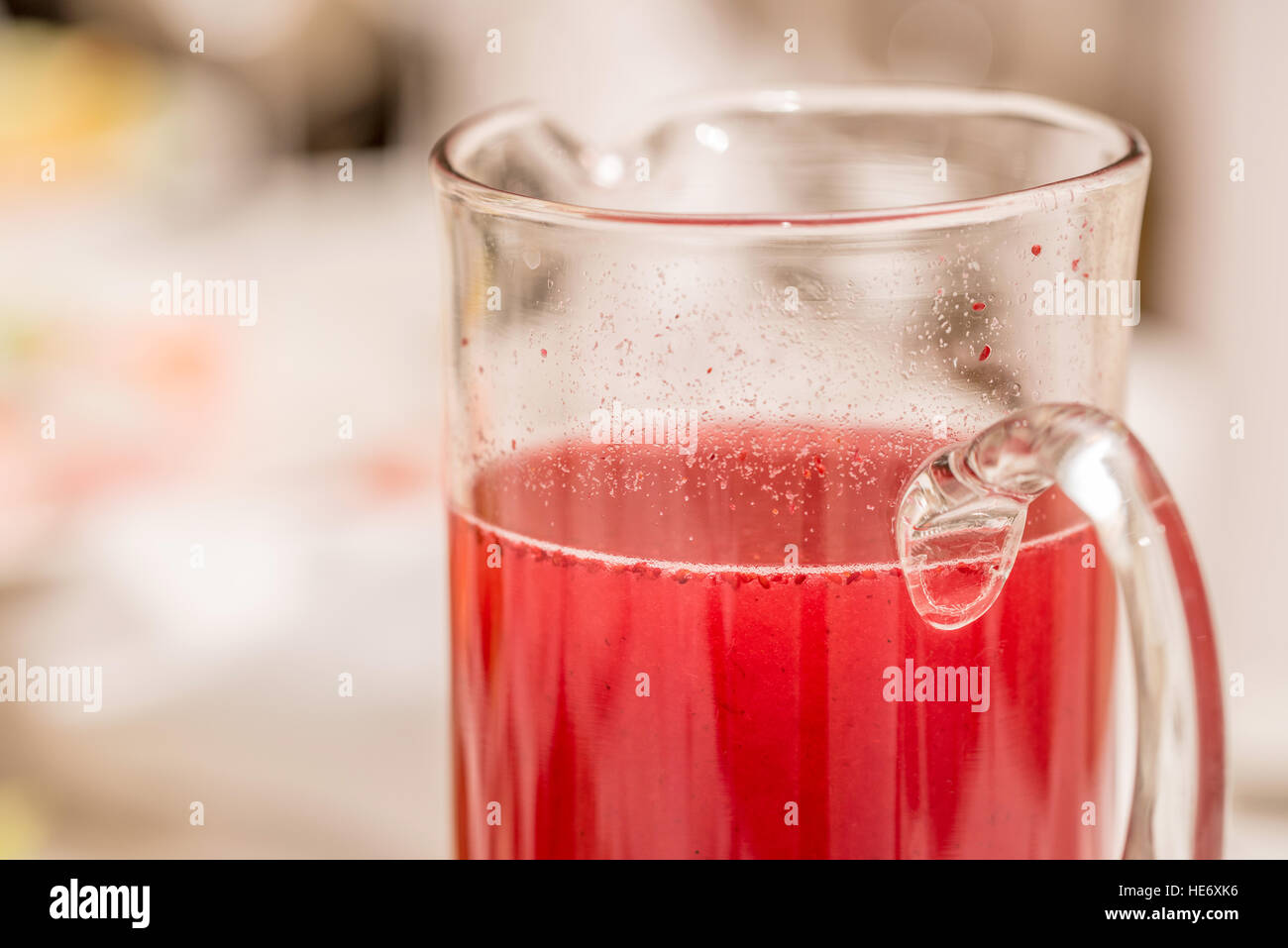Traditional Russian drink mors made of berry and fruit smoothie in jar ...