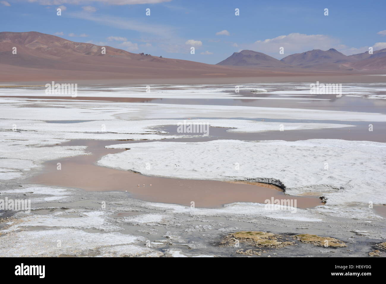 Landscape of salt flats and valley in Atacama desert Chile Stock Photo ...