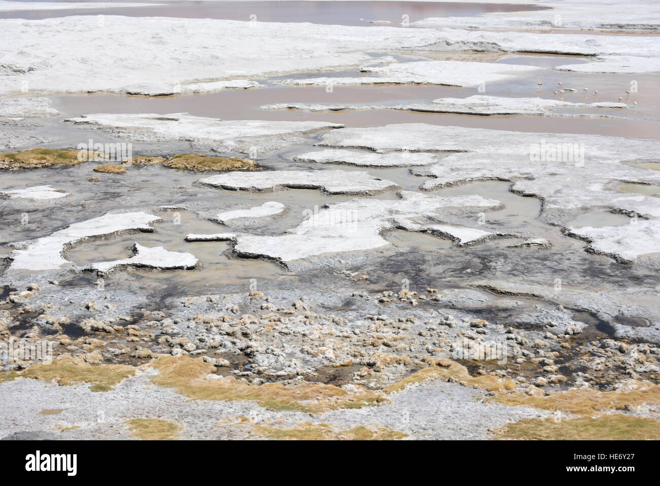 Landscape of salt flats and valley in Atacama desert Chile Stock Photo ...