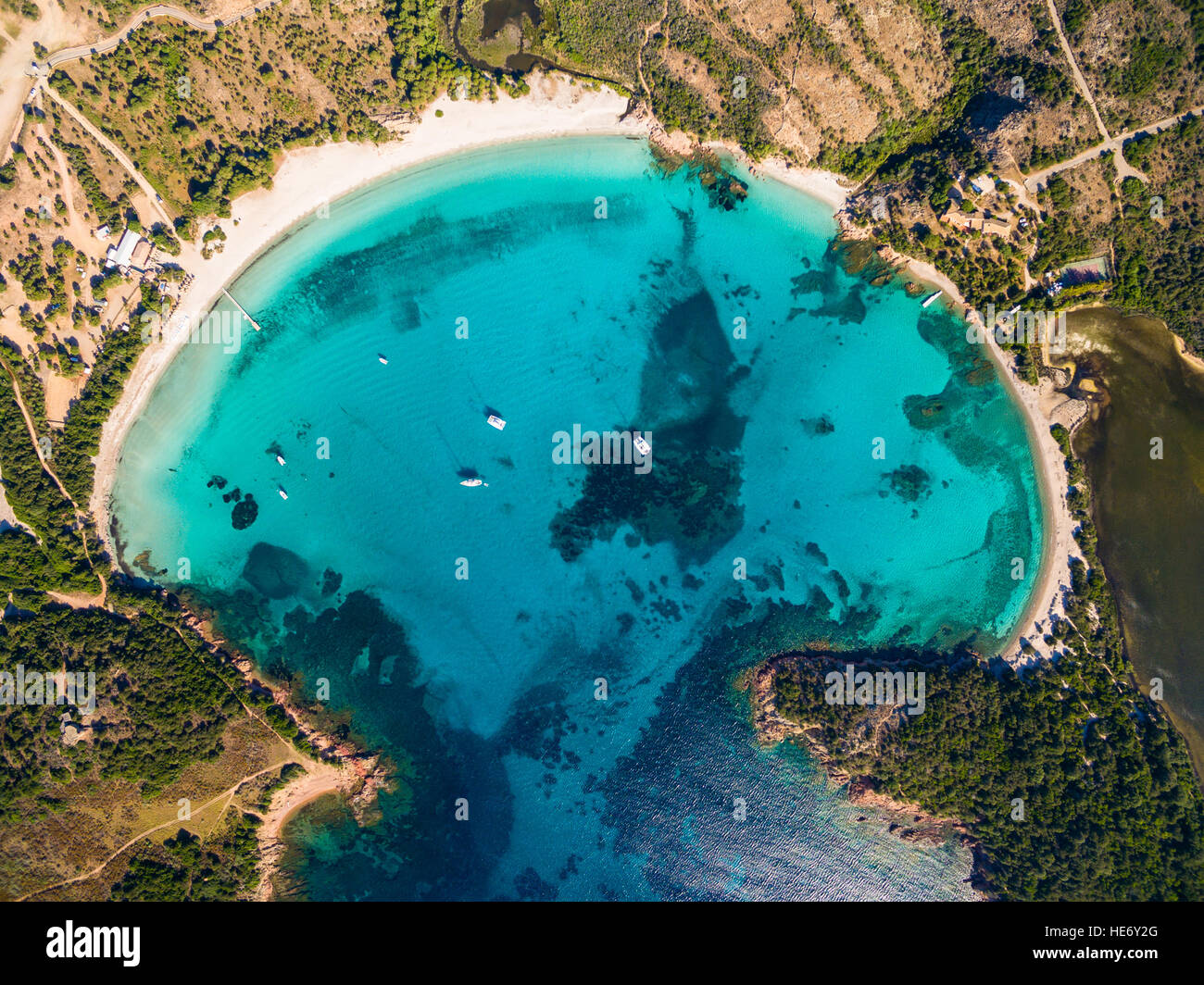 Aerial view of Rondinara beach in Corsica Island in France Stock Photo ...