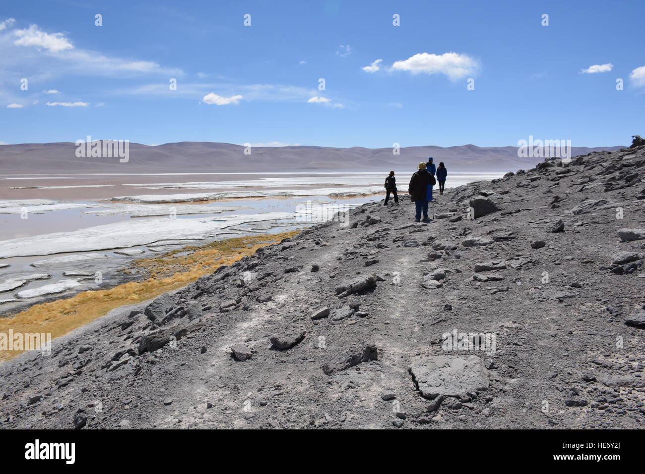Landscape of salt flats and valley in Atacama desert Chile Stock Photo ...
