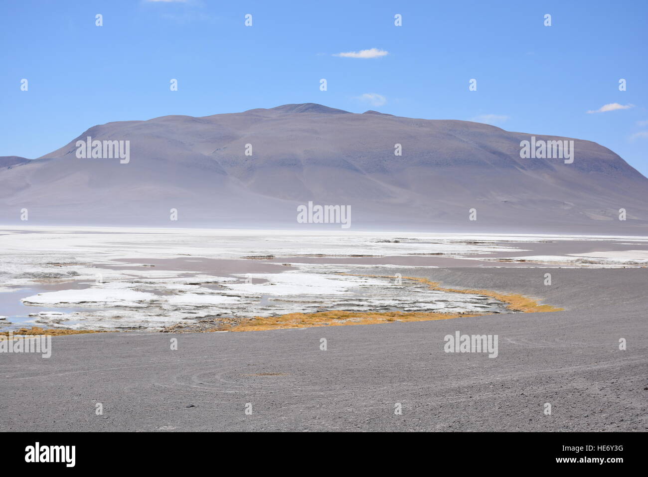 Landscape of salt flats and valley in Atacama desert Chile Stock Photo ...