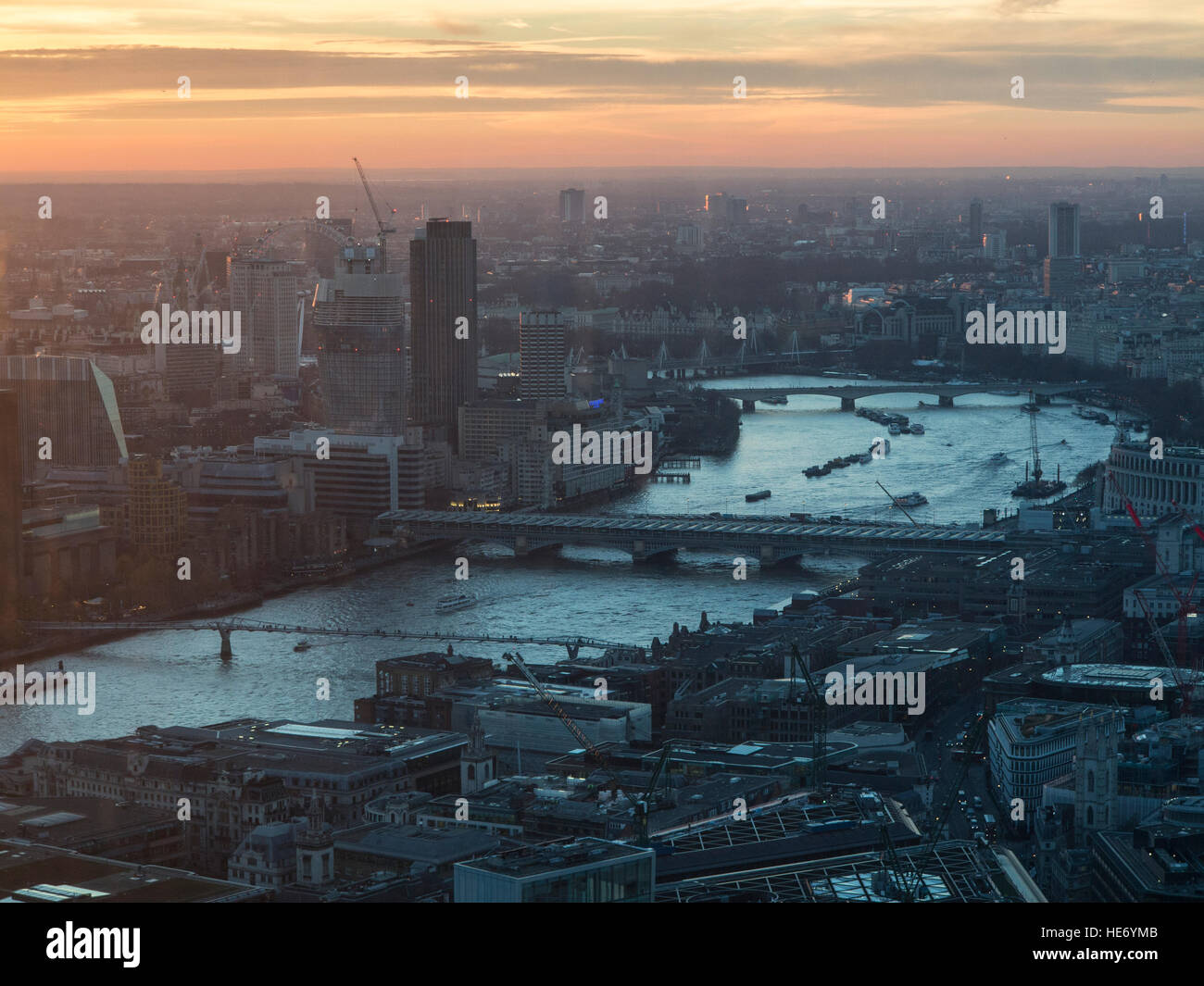 London: the sun sets in the west over some of London's most famous ...