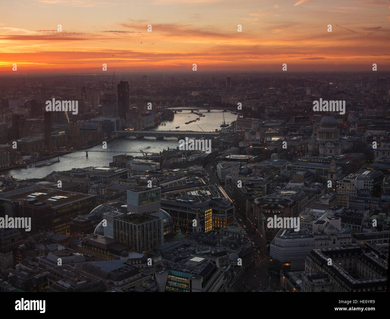 London: the sun sets in the west over some of London's most famous ...